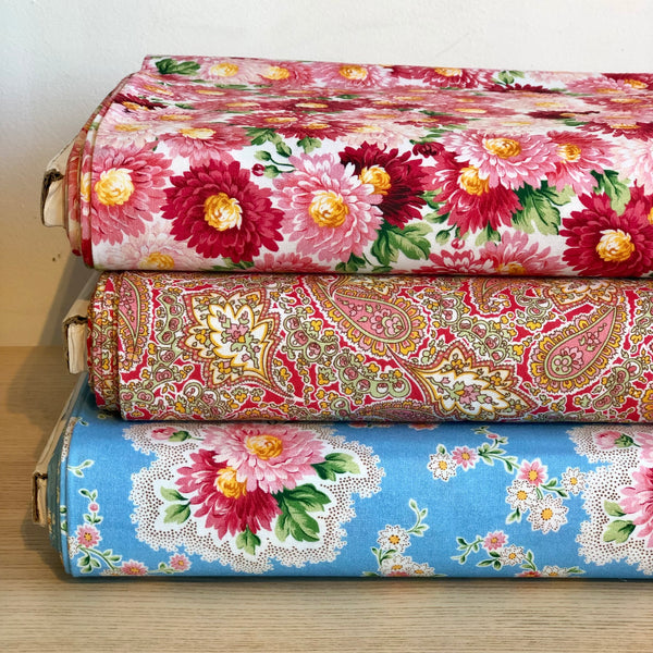 Vintage Blooms Lace Blue - country clothesline